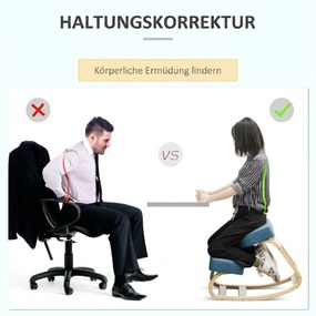 Vinsetto Ergonomická Kolenní Židle z Březového Dřeva, Křeslo pro Udržení Správného Držení Těla s Paměťovou Pěnou a Polyesterovým Polštářem pro Domov …