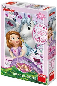 DINO Puzzle 200 dílků Sofie a jednorožec 33x47cm skládačka s diamanty dn422162