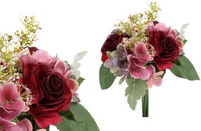 Puget umělých květin, mix horzenzie a růže. KUY006-RED
