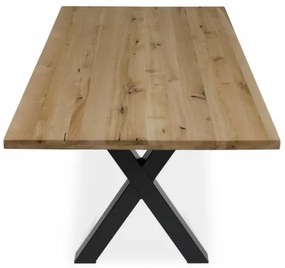 Jídelní stůl 200x100x75 masiv dub kovové podonoží X černý lak DS-X200 DUB