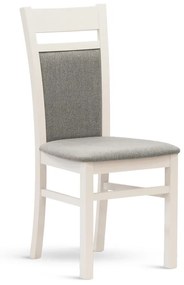 Jídelní židle VITO – masiv buk, látka, bílá / šedá