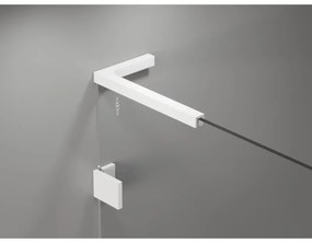 Mexen Lunar, L pravý výklopný pětiúhelníkový sprchový kout 80 x 100 cm, 8mm čiré sklo, bílý profil, 831L-080P-100L-20-00-P