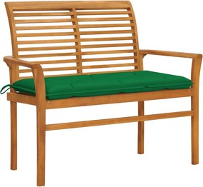 Zahradní lavice se zelenou poduškou 112 cm masivní teak 3062669