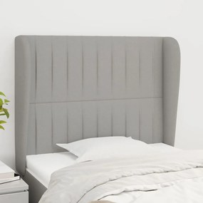 Čelo postele typu ušák světle šedé 103x23x118/128 cm textil 3118184