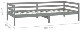 vidaXL Válenda s matrací 90 x 200 cm šedá masivní borové dřevo