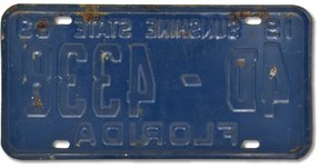 Americká SPZ Florida Sunshine State 1963 Blue 4D-4338