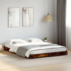 Rám postele kouřový dub 150 x 200 cm kompozitní dřevo a kov