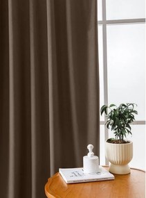 Hnědý zatemňovací závěs VELVET 140x270 cm Zavěšení: Řasící páska
