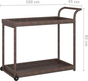 Barový vozík hnědý 100 x 45 x 83 cm polyratan 316665