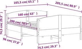 vidaXL Rám postele s čelem voskově 160x200 cm masivní borovice [3216168] Barva: Hnědá