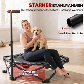SPORTNOW Fitness trampolína s nastavitelnou T-rukojetí, skládací, taška na přenášení, nosnost 120 kg, ocel, plast, černá barva