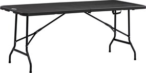 Outsunny skládací zahradní stůl pro 6 osob, bufetový stůl s ocelovým rámem, terasový stůl vzhled dřeva 180 x 75,5 x 73 cm, tmavě šedý