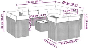 12dílná zahradní sedací souprava podušky světle šedá polyratan 3250361