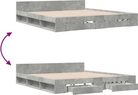 Rám postele se zásuvkami betonově šedý 180 x 200 cm kompozit 3280730