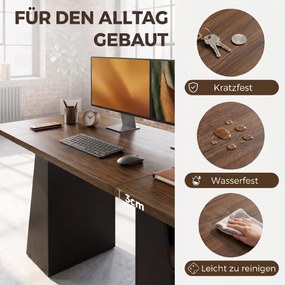 HOMCOM Psací stůl se 4 otevřenými policemi, industriální design, 140 cm, hnědo-černý
