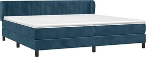 Box spring postel s matrací tmavě modrá 200x200 cm samet 3131103