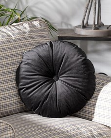 Sametový polštář s knoflíkem barva černá látka lesklé, sametová