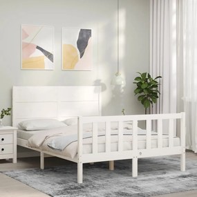 Rám postele s čelem bílý 140 x 190 cm masivní dřevo,  3192732