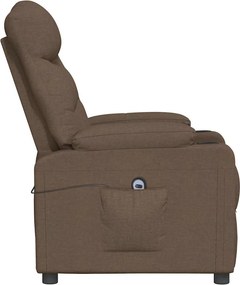 Elektrické polohovací křeslo hnědé textil 3098819