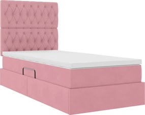 Postel s úložným prostorem a matrací Růžová 90 x 200 cm samet 3372068