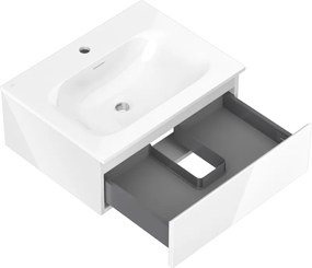 Mexen Orio, koupelnová skříňka 60 cm s umyvadlem Vela, 1 zásuvka, bílá lesklá, 91A10-06023-1-BF00-W23M00