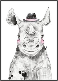 Plakát Nosorožec Rozměr plakátu: 50 x 70 cm, Varianta nosorožce: Nosorožec gentleman