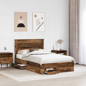 Rám postele s čelo Staré dřevo 120 x 190 cm Kompozitní dřevo 3410340