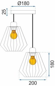 Toolight, Závěsné stropní svítidlo s dvojitým kovovým podkrovím 392196, černá, OSW-04002