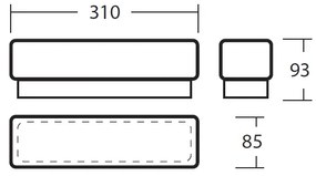 Osmont 67279 Flora 2, nástěnné/stropní svítidlo v obdélníkovém tvaru, LED 8W 3000K, délka 31cm, černá