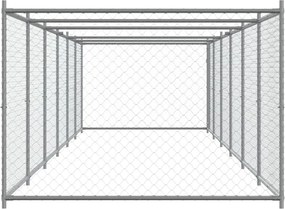 Klec pro psy s dvířky šedá 12 x 2 x 1,5 m pozinkovaná ocel 3209582