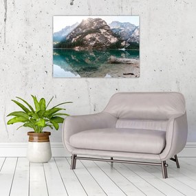Skleněný obraz horského jezera (70x50 cm)