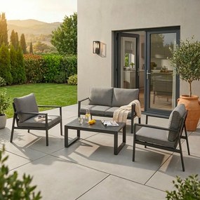 Antracitový hliníkový zahradní lounge set pro 4 Hilde – Bizzotto