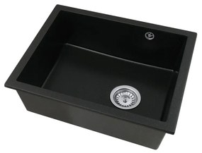 Gamma Decor 5040, 1-komorový granitový dřez 560x460x180 mm, černá se zlatými body, GMA-ZLE000180