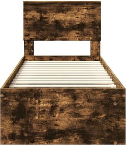 Rám postele s čelo Kouřový dub 75 x 190 cm Masivní borové dřevo 3410667