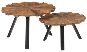 Konferenční stolky 2 ks masivní pražcové dřevo - Default Title