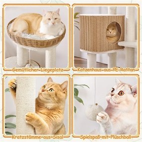 Škrabadlo pro kočky Yaheetech – béžová, 49 cm (délka) × 41 cm (šířka) × 91 cm (výška), 91 cm (256998930995)