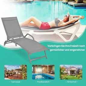 Costway Sada 2 5 polohově nastavitelná terasová lehátka s prodyšným sedákem