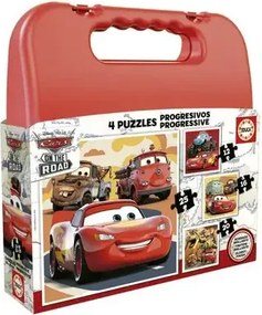 EDUCA Puzzle v kufříku Auta 4v1 / (12  16  20  25 dílků) / od 3 let