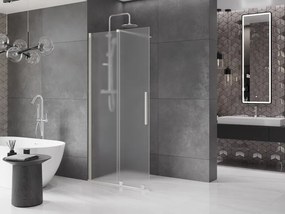 Mexen Velar, sprchová zástěna s posuvnými dveřmi Walk-in 85 x 200 cm, 8mm sklo námraza, broušená ocel, 871-085-000-33-97