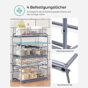 VASHOME kuchyňský organizér, dvoustupňový stohovatelný organizér pod dřez, stříbrný, 36x21x25-31cm