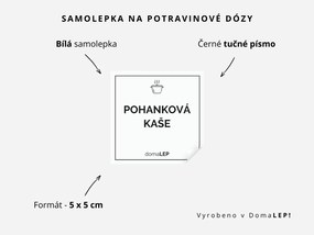 POHANKOVÁ KAŠE - omyvatelná samolepka na dózu, výběr rozměrů Ø 5 cm / 5 x 5 cm / 6 x 8 cm | DomaLEP tvar: OBDÉLNÍK, barva: BÍLÁ - ČERNÉ písmo, velikost: š. 6 cm x v. 8 cm - tučné písmo