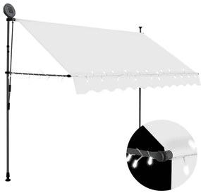 Ručně zatahovací markýza s LED světlem 250 cm krémová 145872
