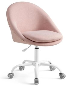Židle do domácí kanceláře, otočná židle, výškově nastavitelná, růžová