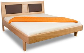 Krajča Manželská postel z masivu Frontera 160 x 200 cm (dub) Povrchová úprava: Bezbarvý lak PUR, Druh dřeva: Dub, Barva čalounění: Černá