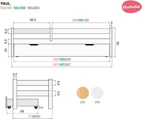 Ourbaby® Guardy White postel bez úložného prostoru 180x80 cm bílá