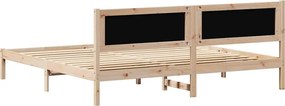 Rám postele s čelo Černá 200 x 200 cm Masivní borové dřevo 3394235