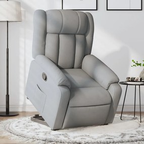 Zvedací polohovací křeslo světle šedé textil 3205316