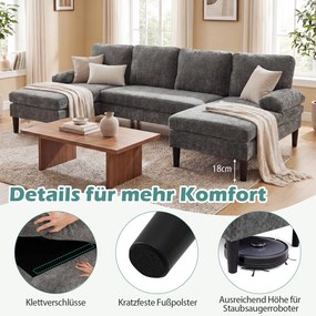 Costway Pohovka ve tvaru U pro 5-6 křeslo Rohová pohovka Clound s potahem