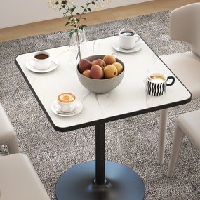 HOMCOM Jídelní stůl pro 4 osoby v moderním stylu s bílým mramorovým efektem a kulatým podstavcem, 70 x 70 cm, bílý