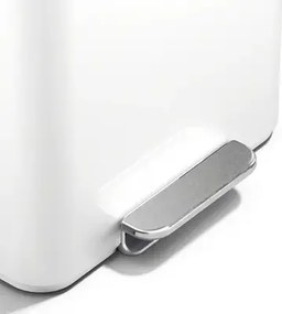Simplehuman DUAL MINI bílá ocel / Pedálový odpadkový koš na tříděný od